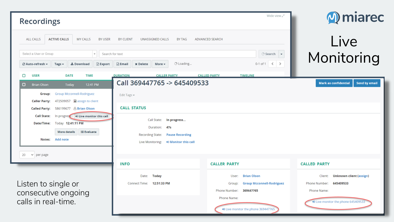 Live Call Monitoring